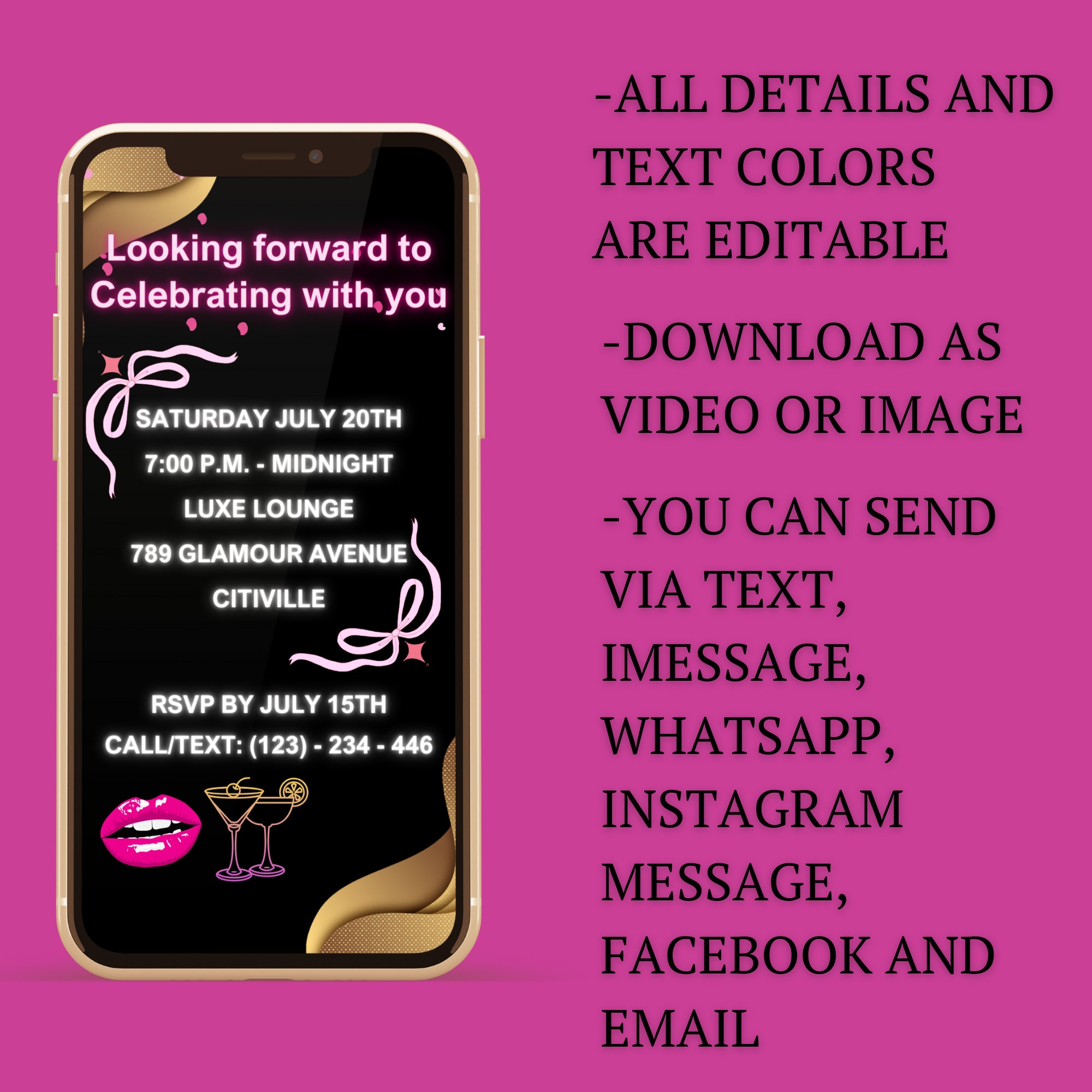 Ladies Night Invitation Template, Digital Video Ladies Night Invitation ...