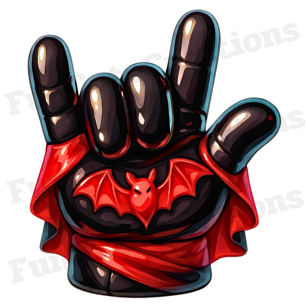 Halloween Bat Hand Glove I Love You ASL PNG, Halloween Sign Language ...