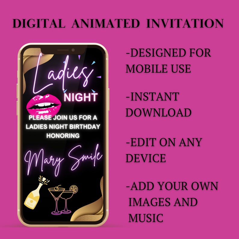 Ladies Night Invitation Template, Digital Video Ladies Night Invitation ...