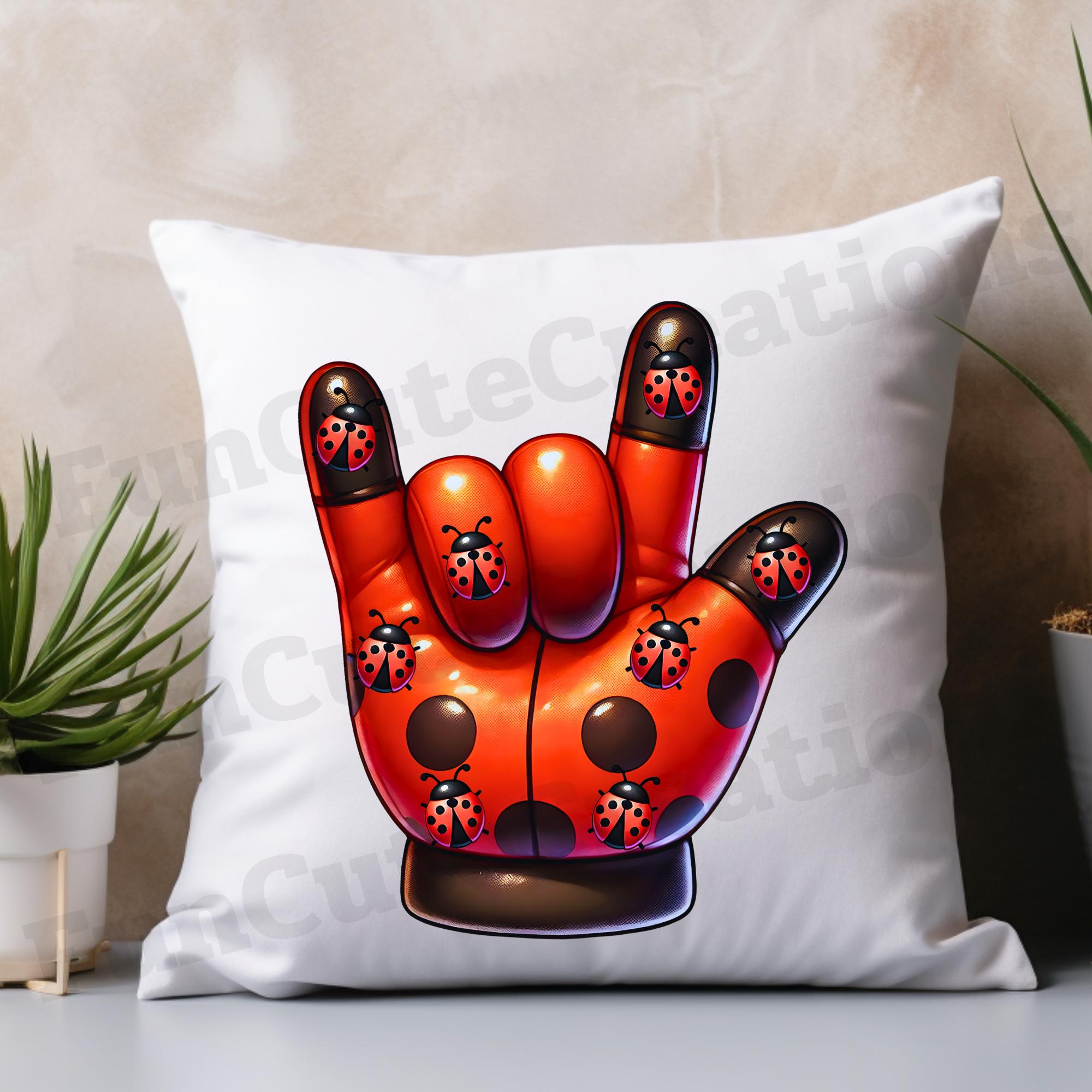 Ladybug Hand Glove I Love You ASL PNG, Ladybug Hand Sign PNG, Spring ...