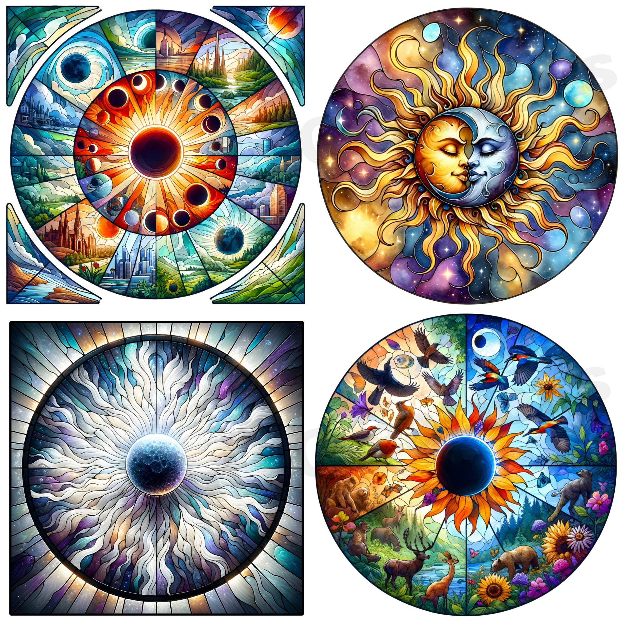 Solar Eclipse Stained Glass Clipart, April 8th 2024, Solar Eclipse ...