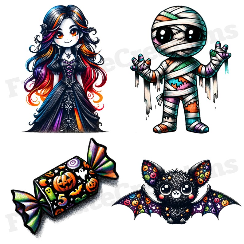 Crayon Halloween Clipart, Cute Halloween Clipart, Scrapbooking, Card ...