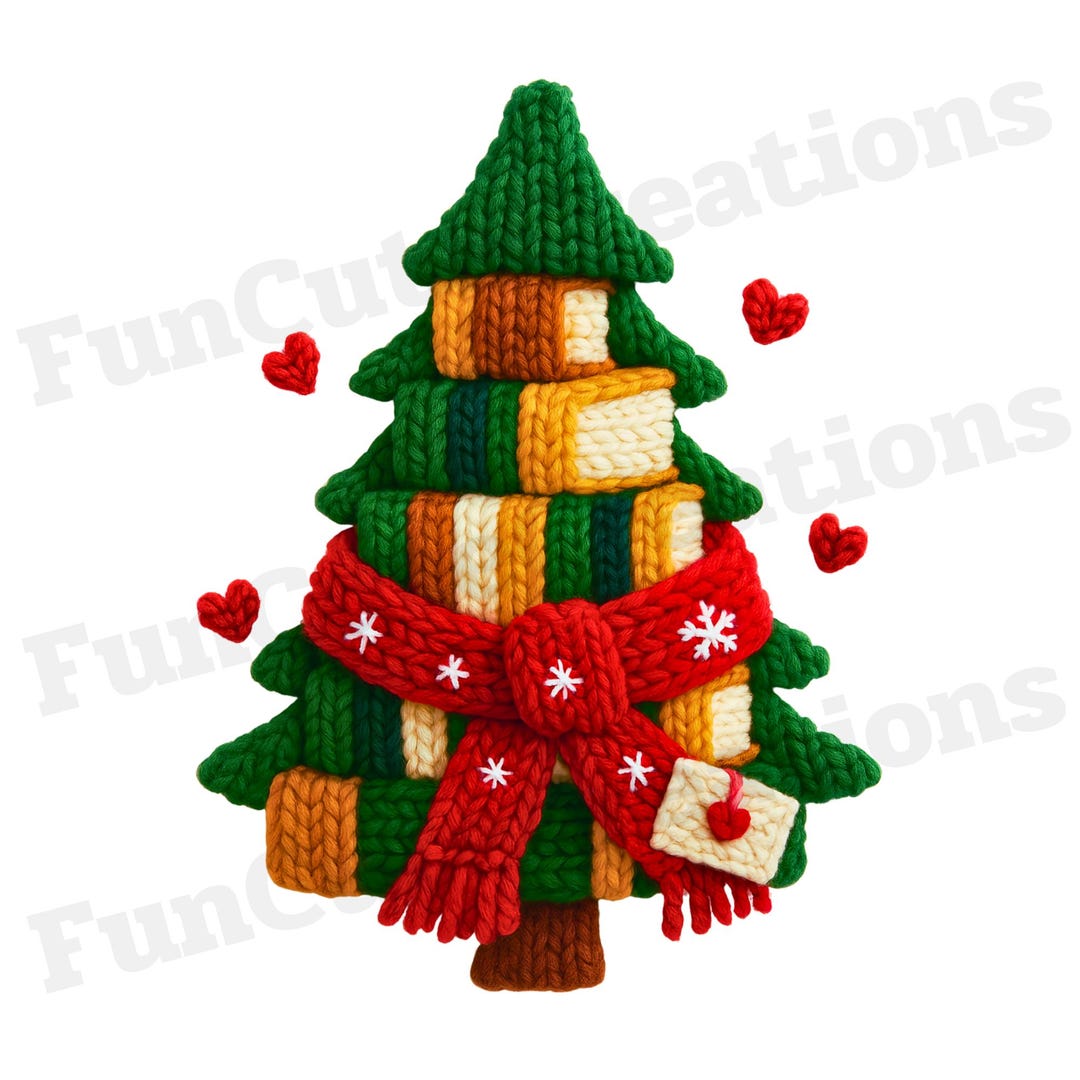 Latch Hook Yarn Crochet Christmas Book Tree PNG, Faux Yarn Teacher ...