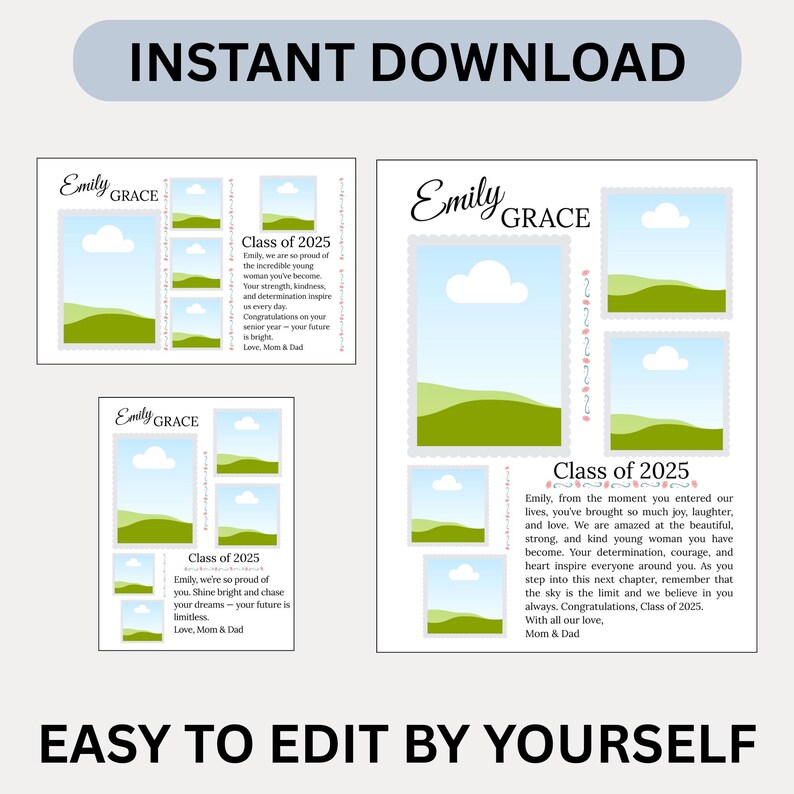 Yearbook Ad Template Small Flowers Border, Editable Yearbook Page, High ...