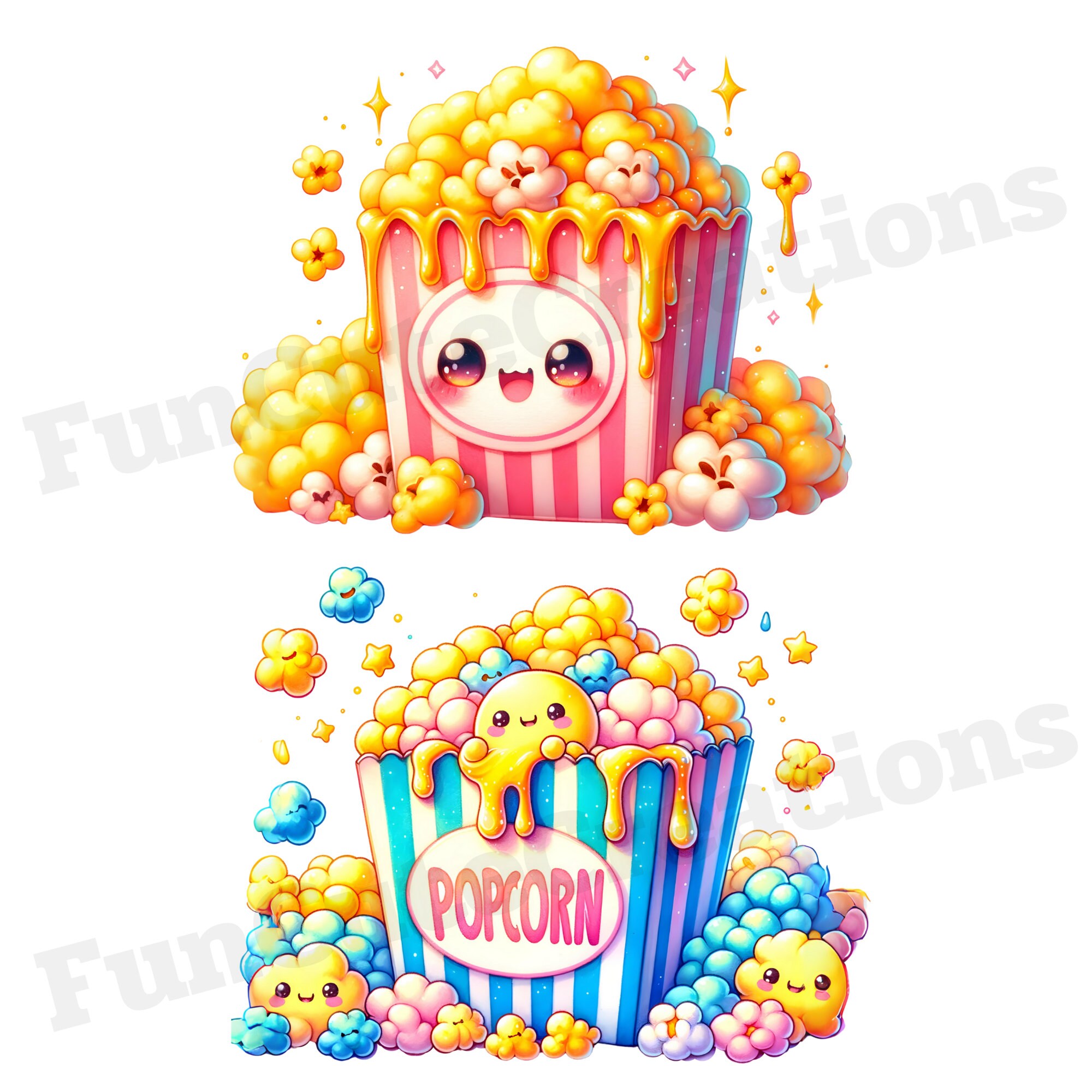 Popcorn Clipart, Popcorn PNG, Snack Clipart, Kawaii Popcorn Clipart ...