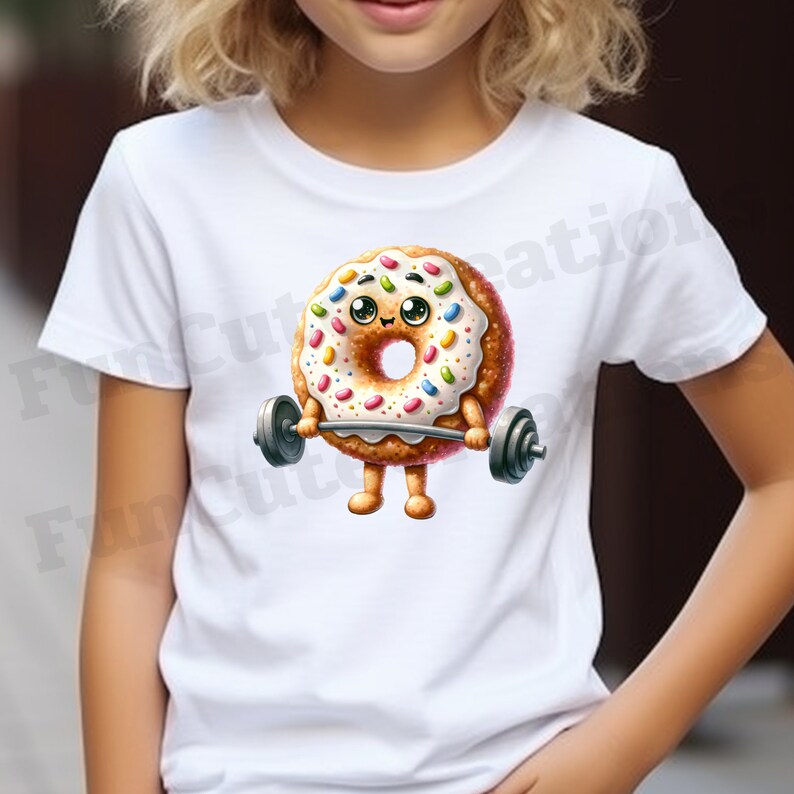 Donut Exercise Watercolor Clipart Bundle, Workout Donut, Cute Donut ...