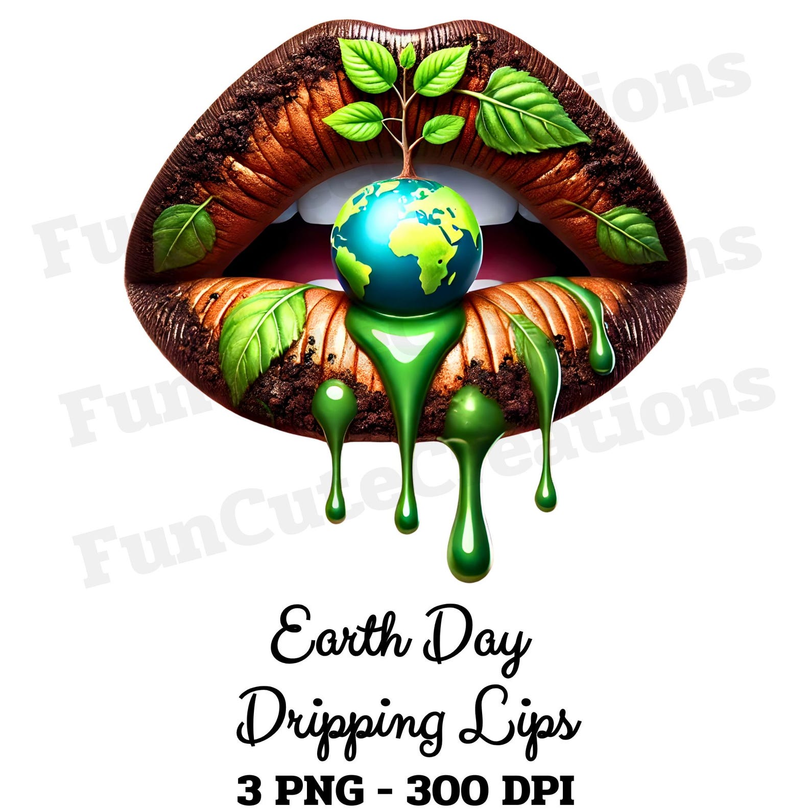 Earth Day Dripping Lips PNG, Eco-friendly Lips PNG, Save the Planet ...