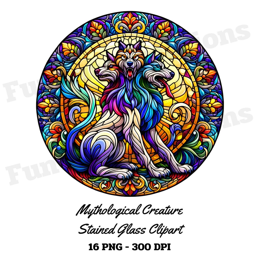 Mythological Creature Stained Glass Clipart, Mythology Clipart, Fantasy ...