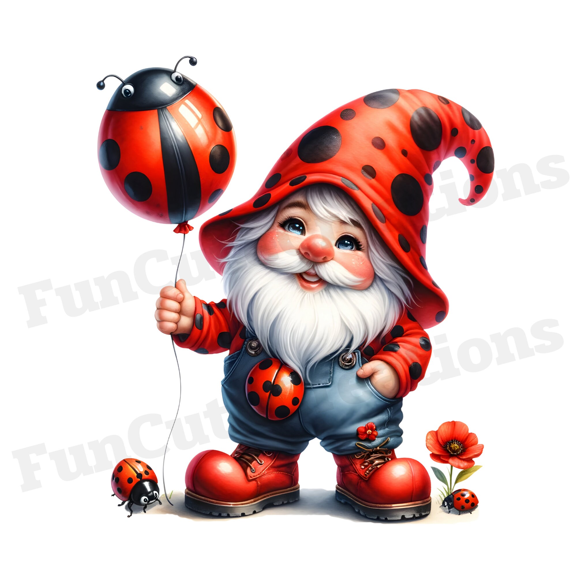 Ladybug Gnome Clipart, Ladybug Clipart, Spring Gnomes, Summer Gnomes ...
