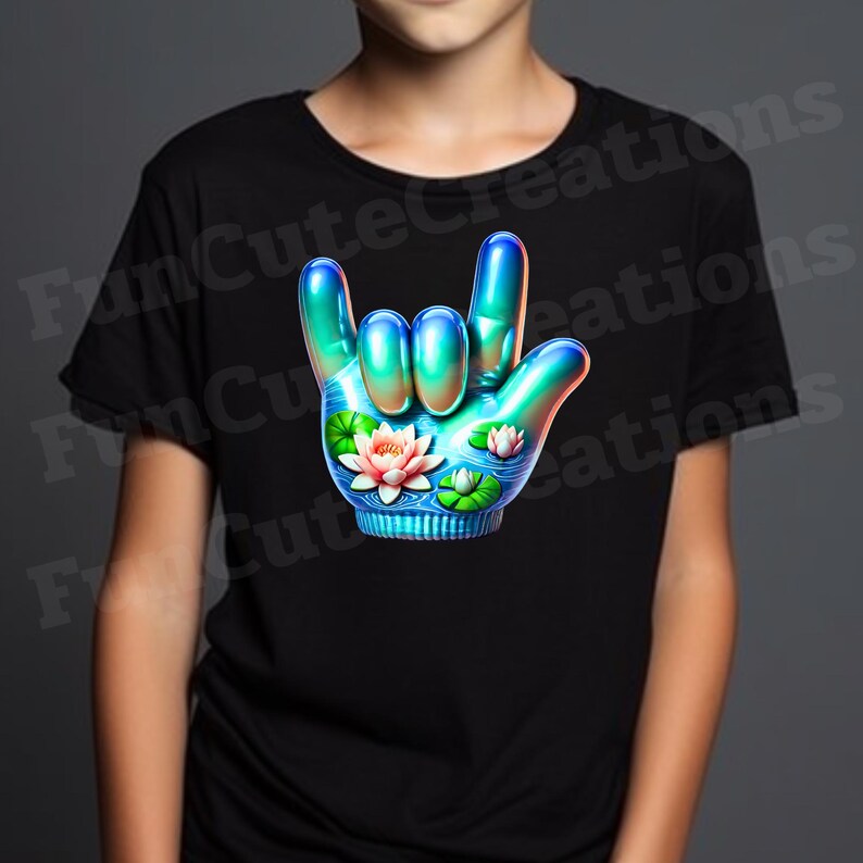 Lotus Hand Glove I Love You ASL PNG, Yoga Inspired Hand Sign PNG ...