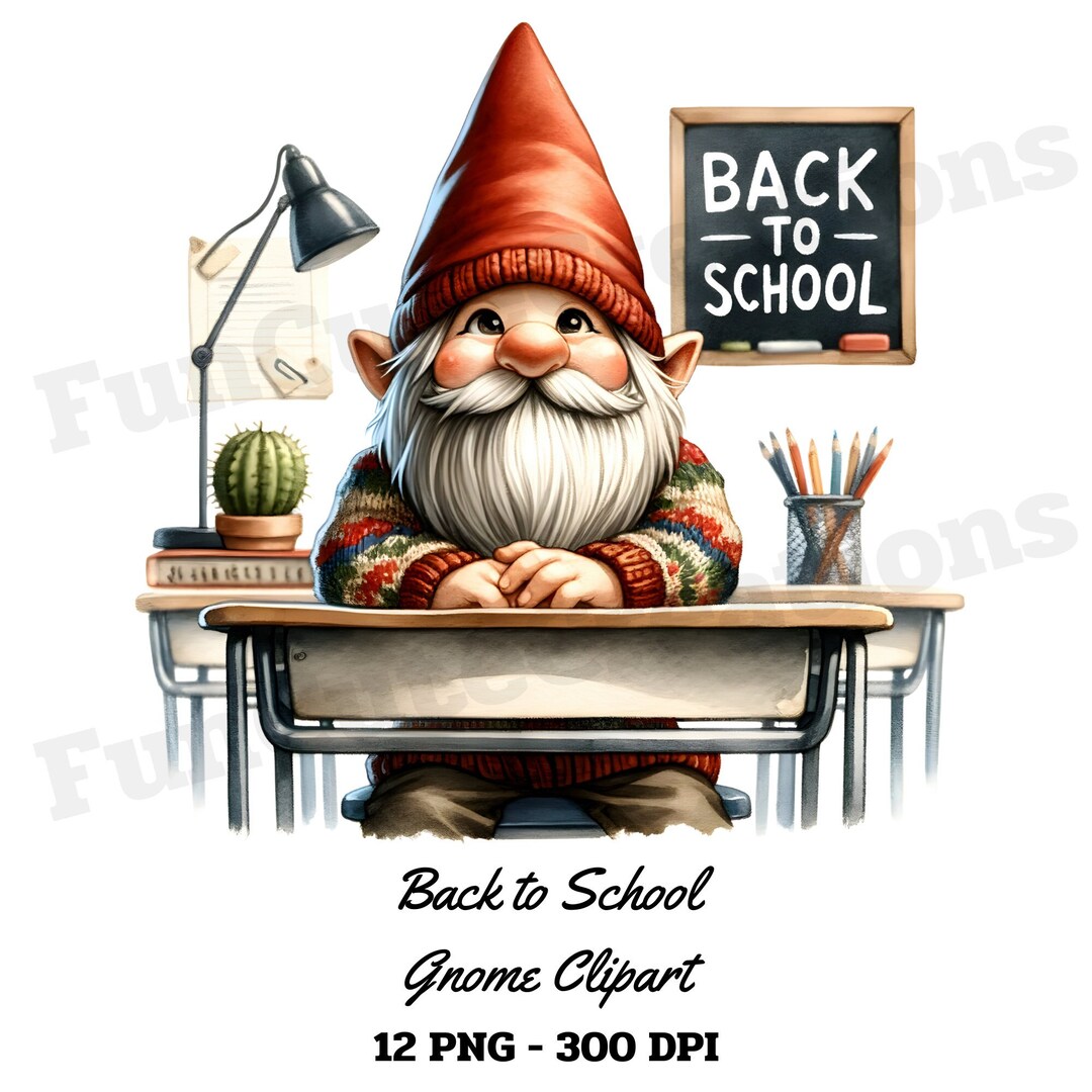 Back to School Gnome Clipart, Back to School Clipart, School Gnome ...