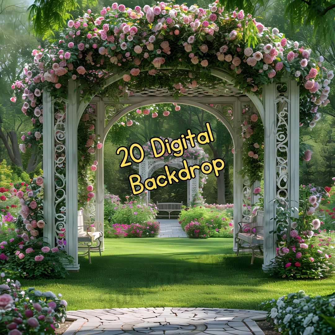 Victorian Garden Backdrop, Elegant Garden Background, Enchanted Garden ...
