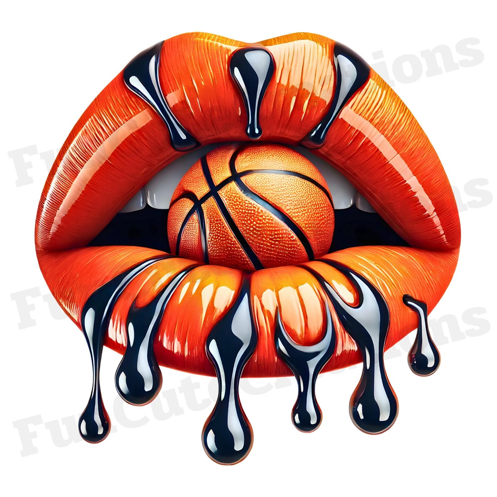 Dripping Lips With Basketball PNG, Basketball Lips Clipart, Sports Lips ...