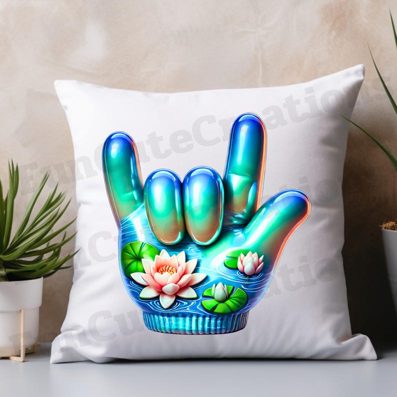 Lotus Hand Glove I Love You ASL PNG, Yoga Inspired Hand Sign PNG ...