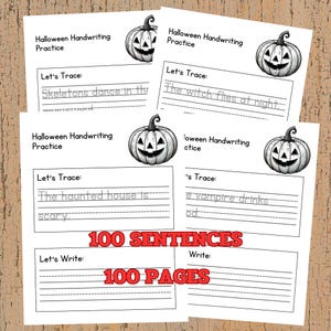 Halloween Handwriting Practice - 100 Sentences to Trace and Write ...