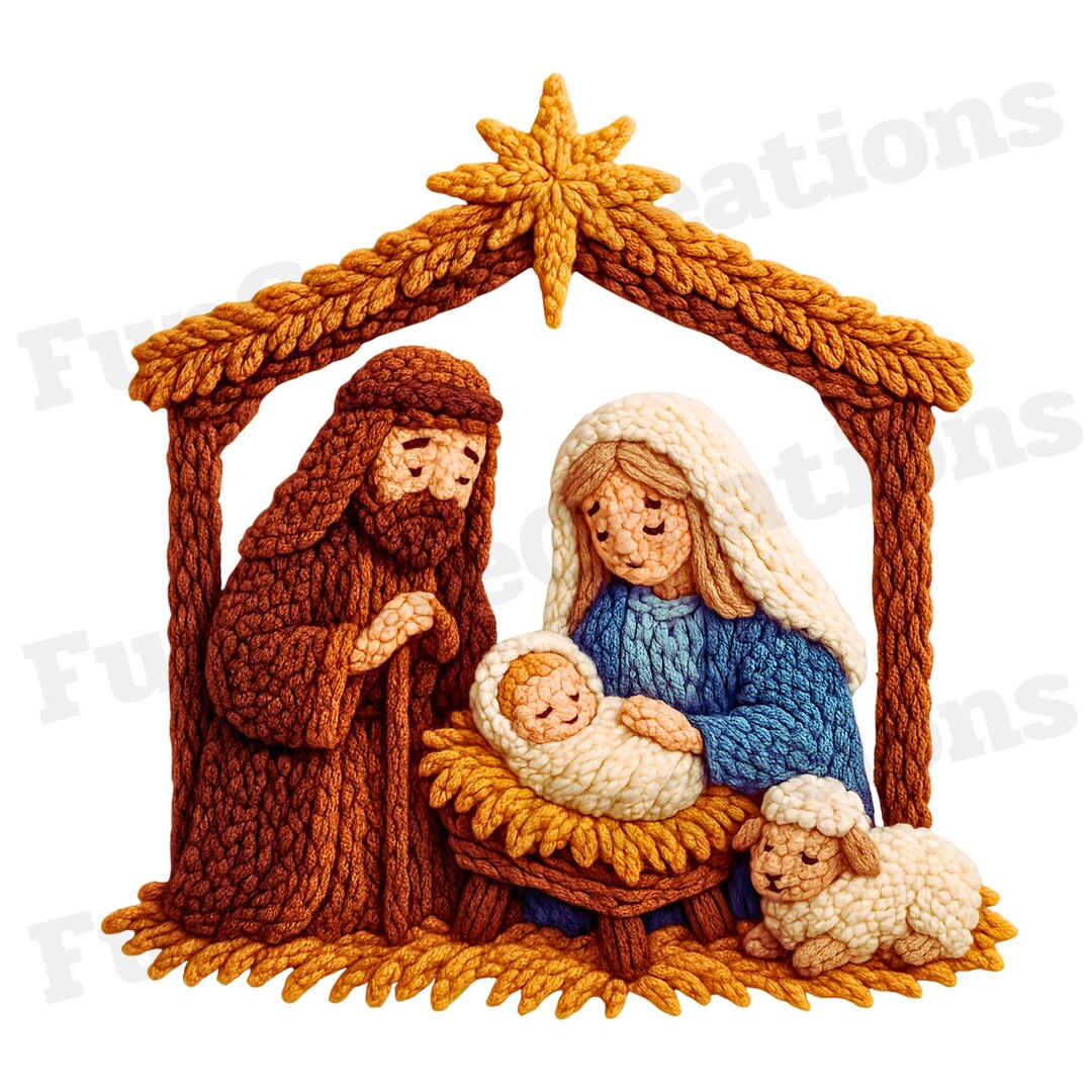 Nativity Latch Hook Yarn PNG, Latch Hook Yarn Crochet Jesus Christmas ...