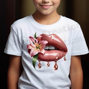 Dripping Lips With Pink Lily PNG, Pink Lily Lips Clipart, Floral Lips ...