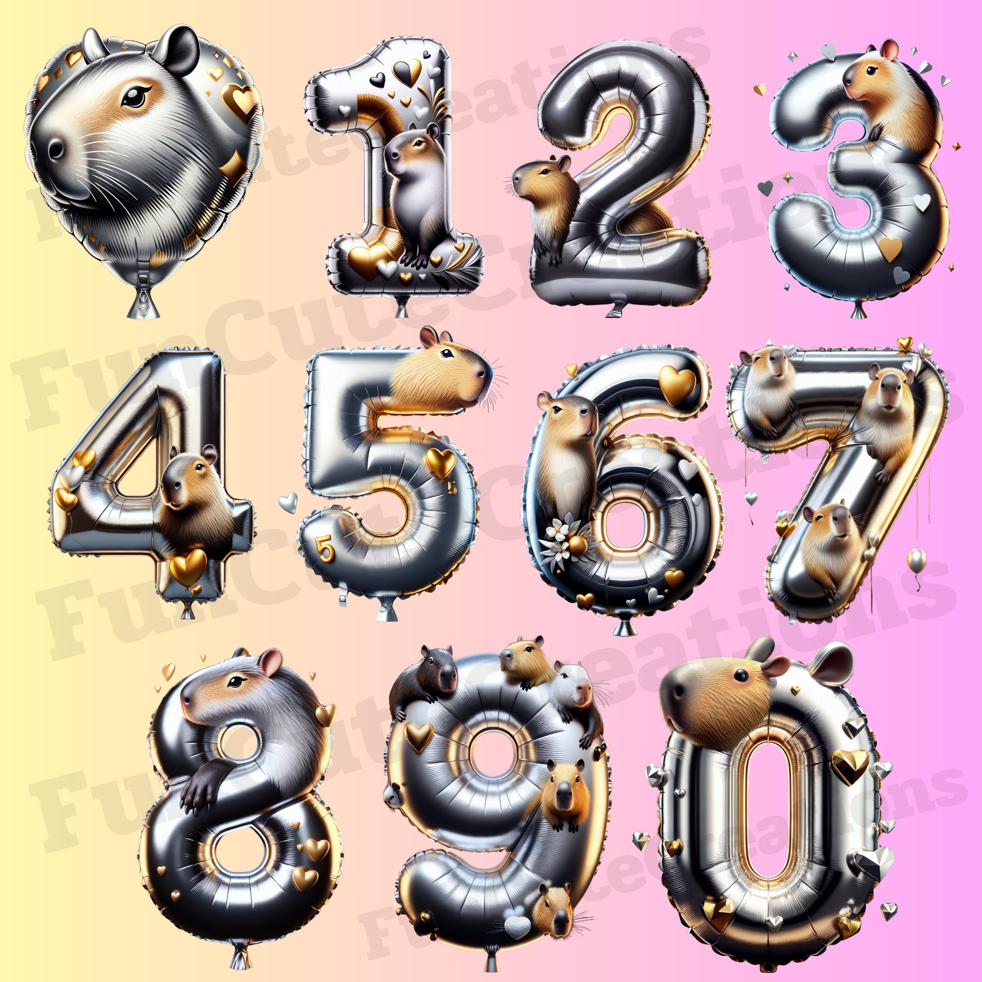 Capybara Foil Balloons, Capybara Balloon Clipart, Capybara Balloon ...