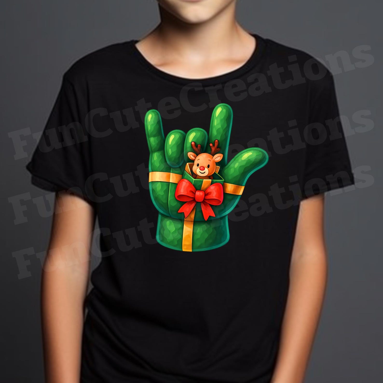 Gift Box Hand Glove I Love You ASL PNG, Christmas Sublimation, Festive ...