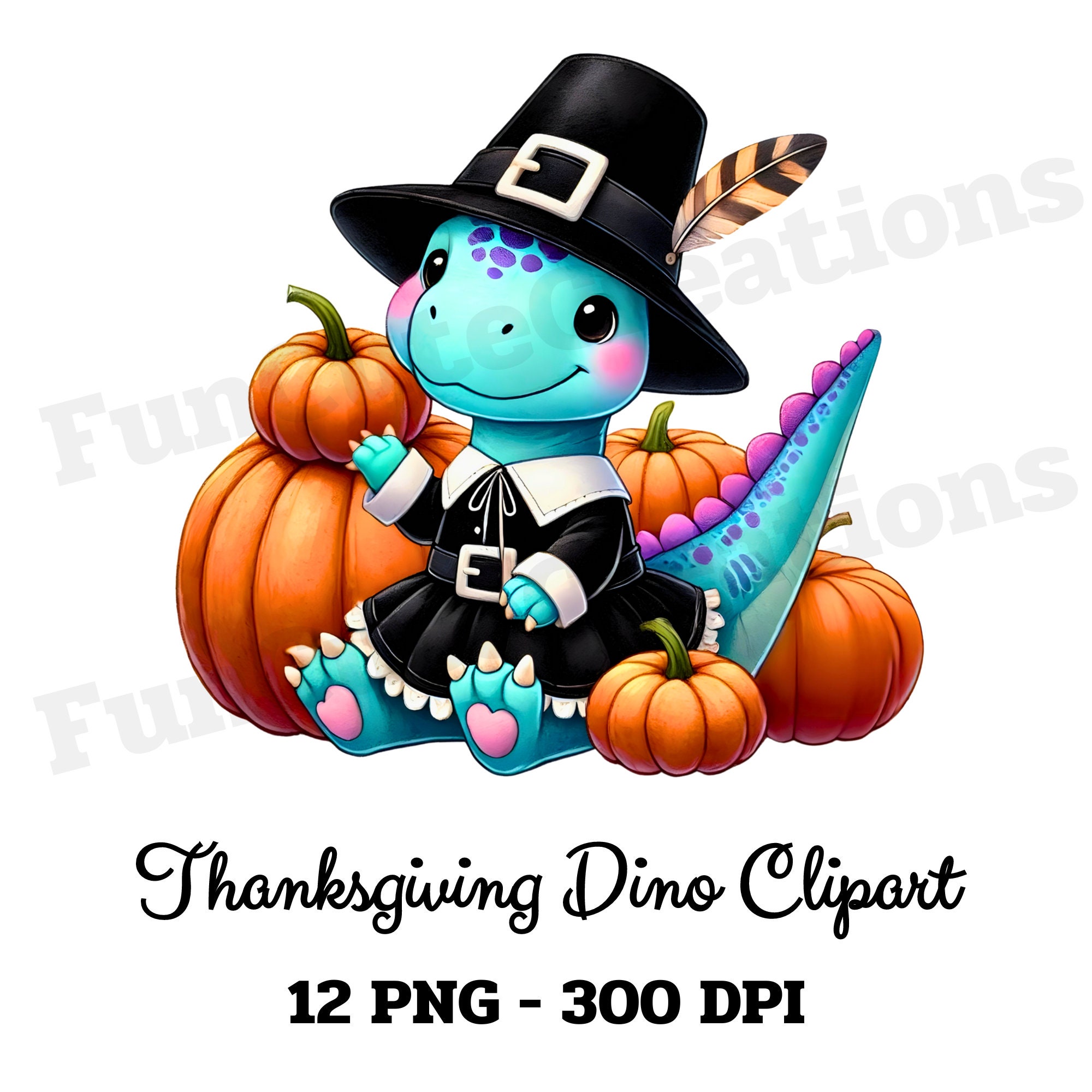 Thanksgiving Dino Clipart, Thanksgiving Dinosaur PNG, Cute Dino Clipart ...