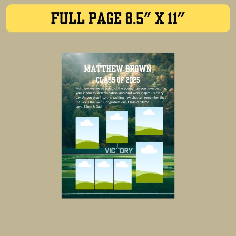Yearbook Ad Template Football Field Background Full Page, Senior ...