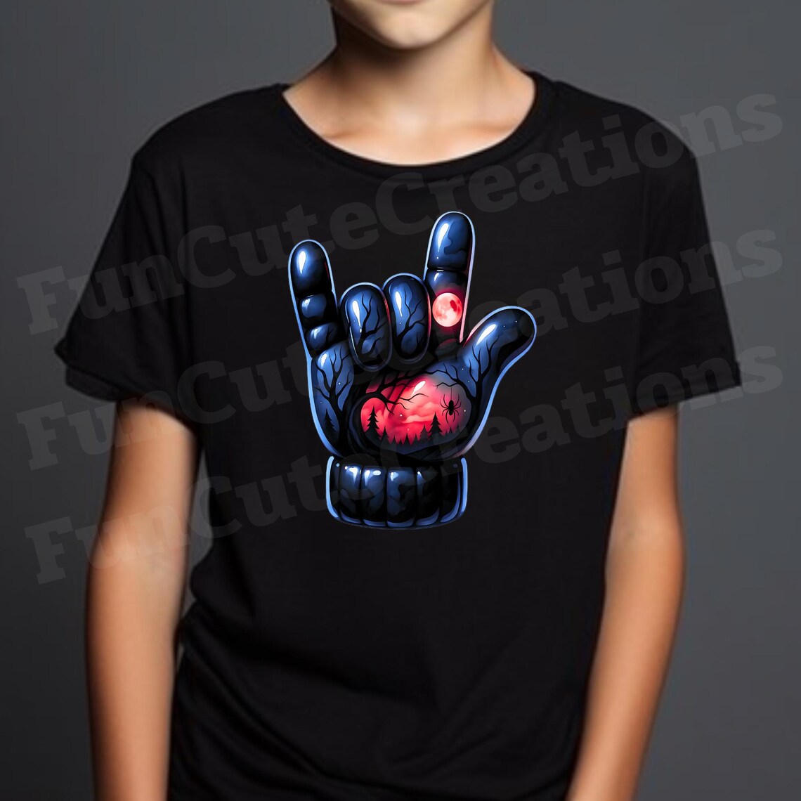 Spooky Forest Hand Glove I Love You ASL PNG, Creepy Forest Sign ...