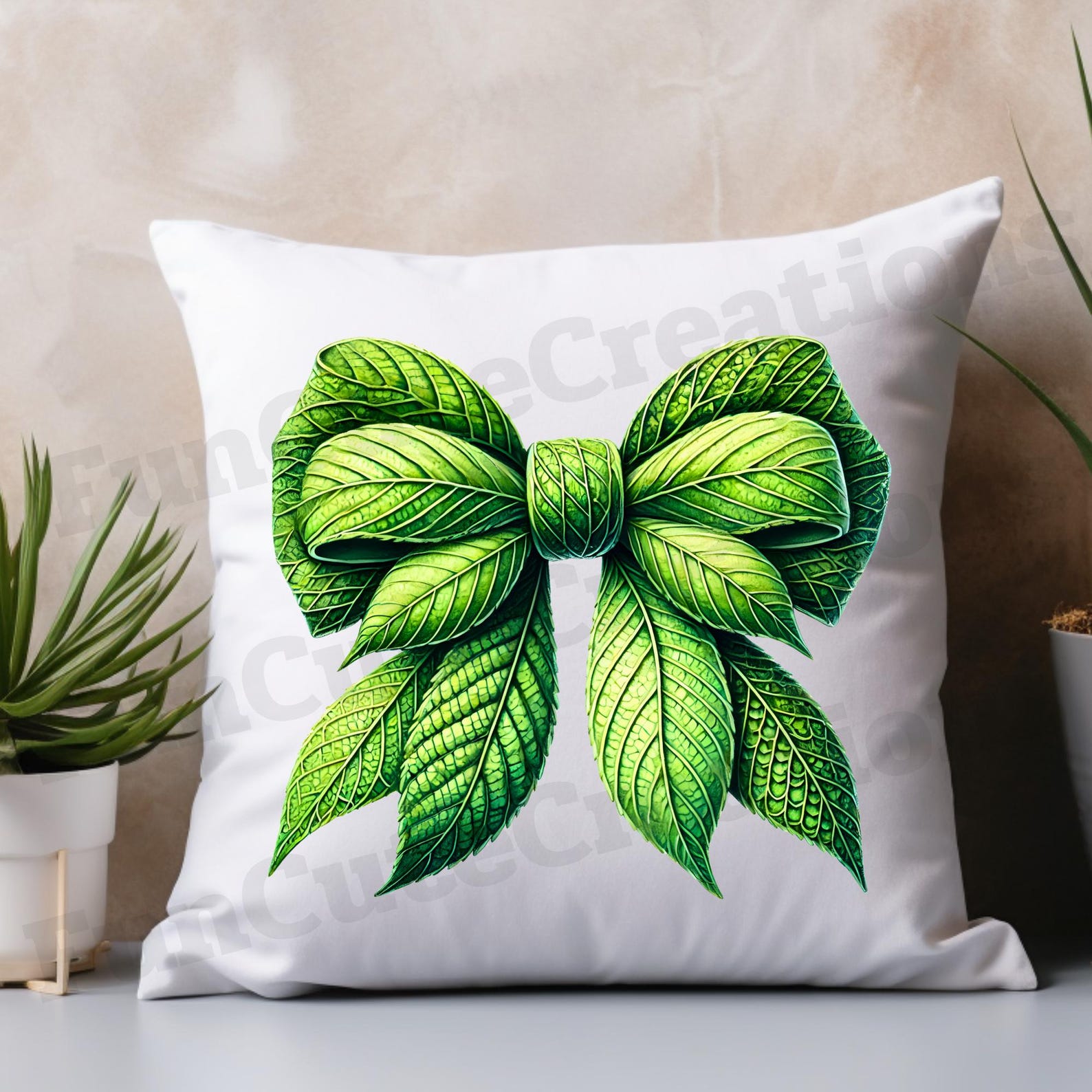 Coquette Bow Green Leaves PNG, Earth Day Bow, Eco-friendly Bow PNG ...