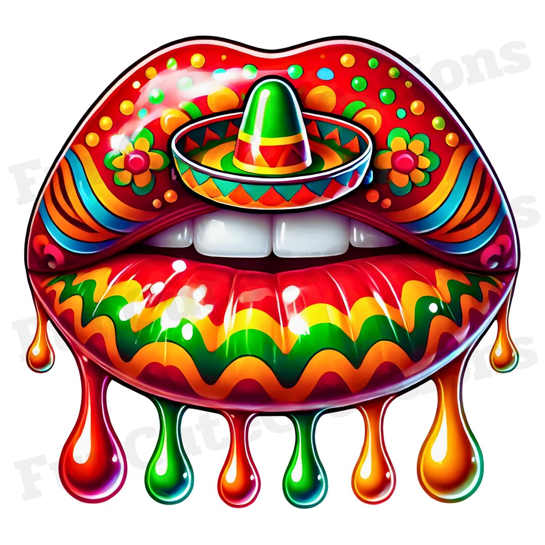 Cinco De Mayo Dripping Lips PNG, Fiesta Lips PNG, Mexican Lips PNG ...
