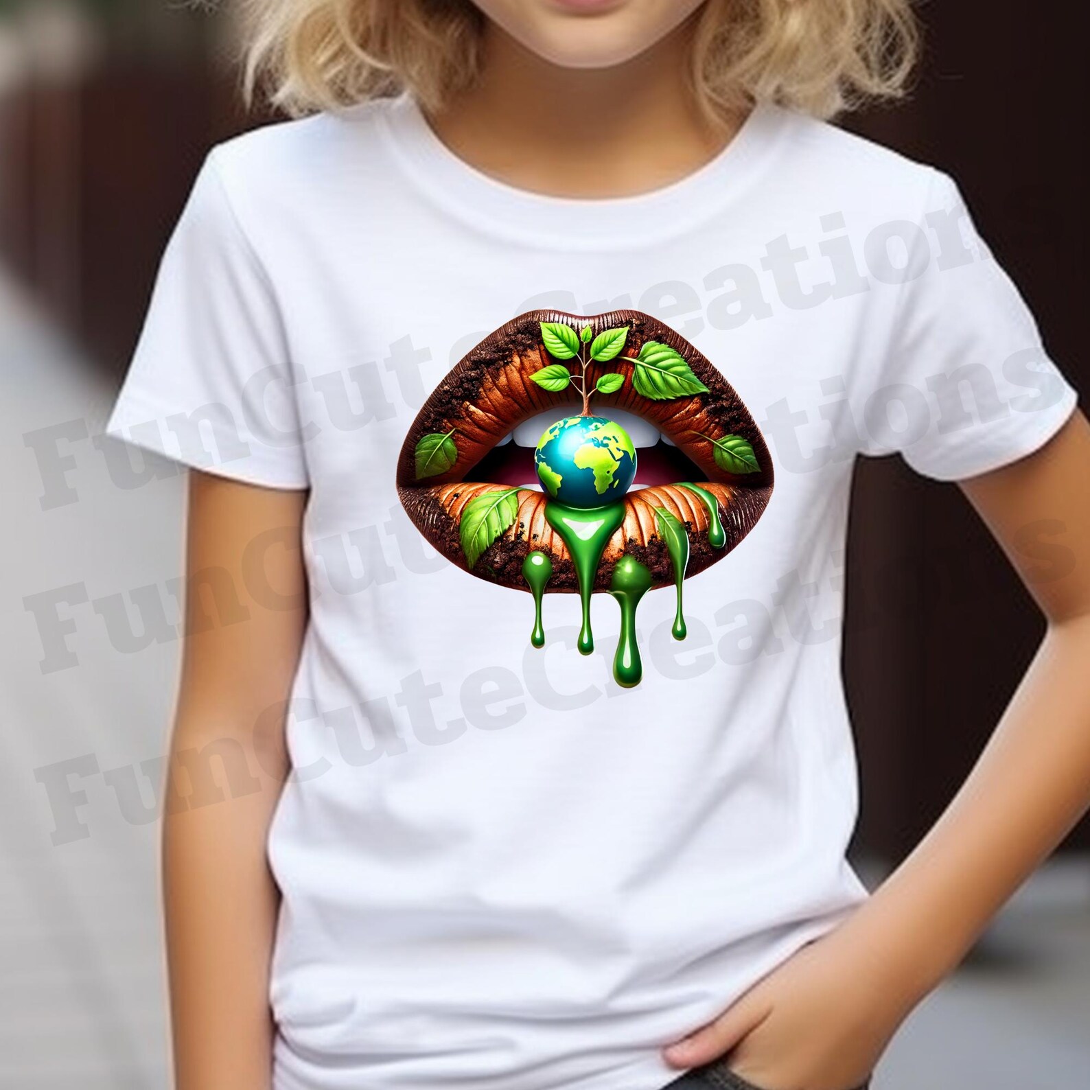 Earth Day Dripping Lips PNG, Eco-friendly Lips PNG, Save the Planet ...