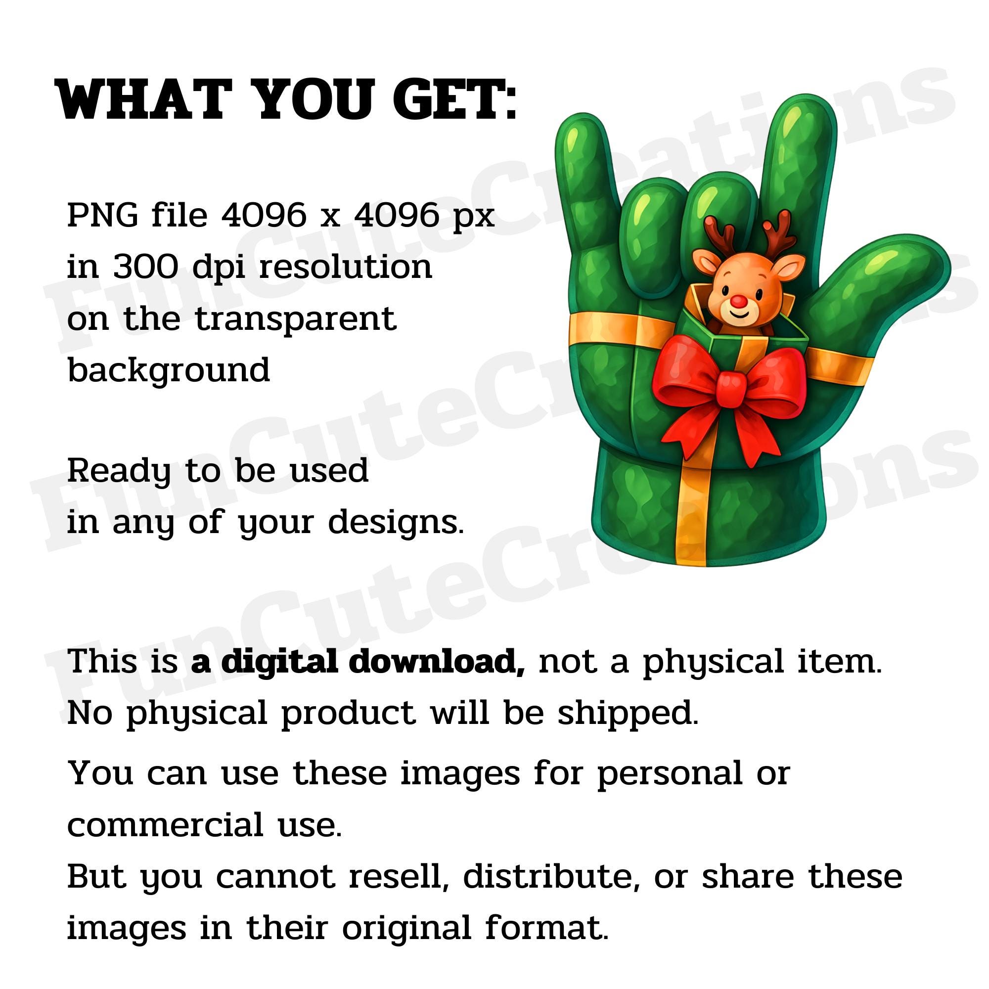 Gift Box Hand Glove I Love You ASL PNG, Christmas Sublimation, Festive ...