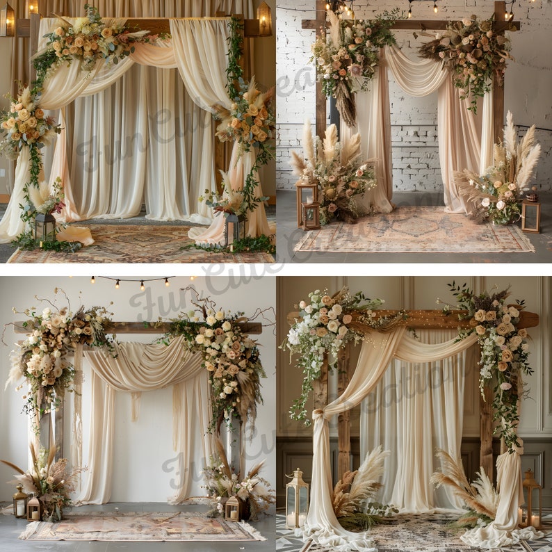 Boho Floral Backdrop, Wedding Boho Floral Backdrop, Bohemian Floral ...