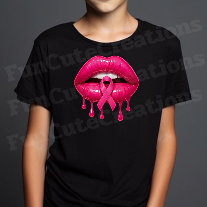 Breast Cancer Dripping Lips PNG, Pink Ribbon Lips PNG, Cancer Awareness ...
