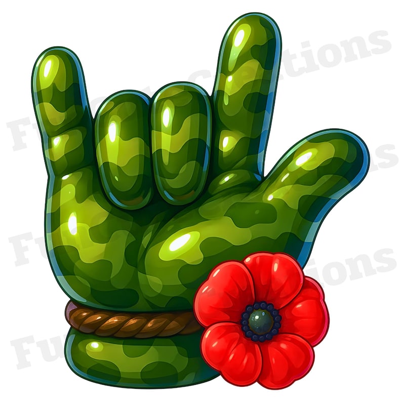 Camo Hand Glove I Love You ASL PNG, Patriotic Sign Language Clipart ...