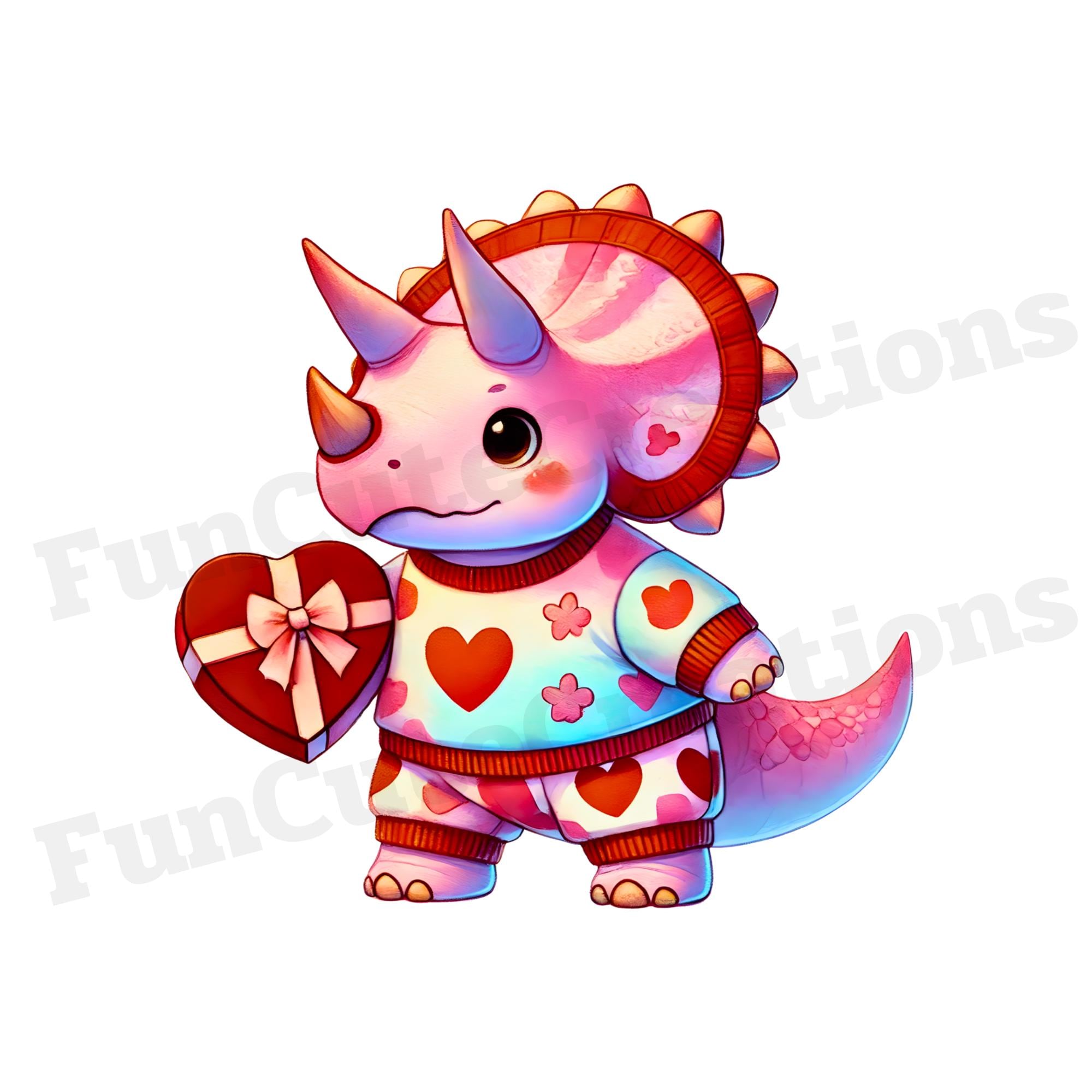 Valentine Dino Clipart, Digital Dino Art, Valentines Day Dinosaur PNG ...