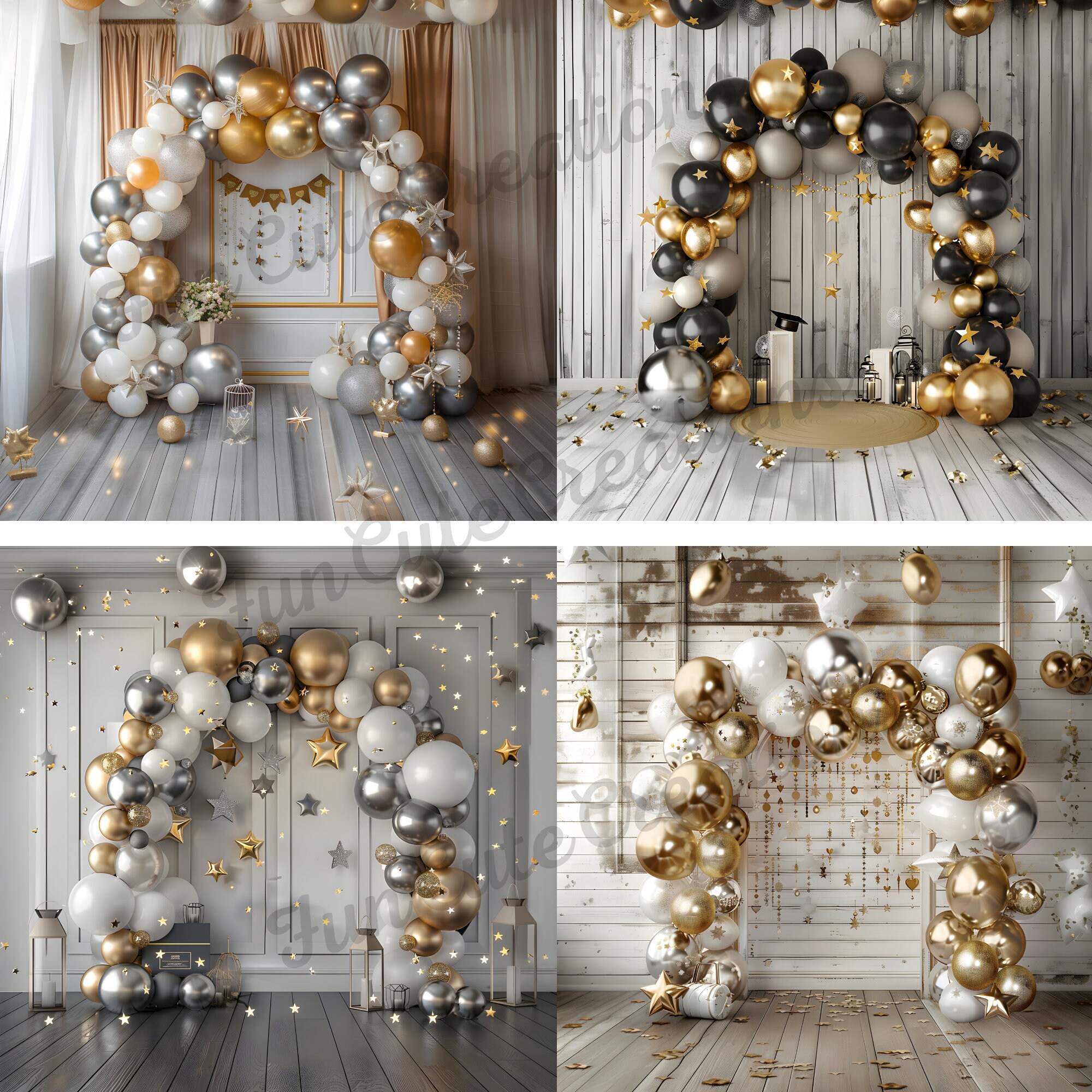 Graduation Backdrop, Digital Background for Grad, Balloon Graduation ...