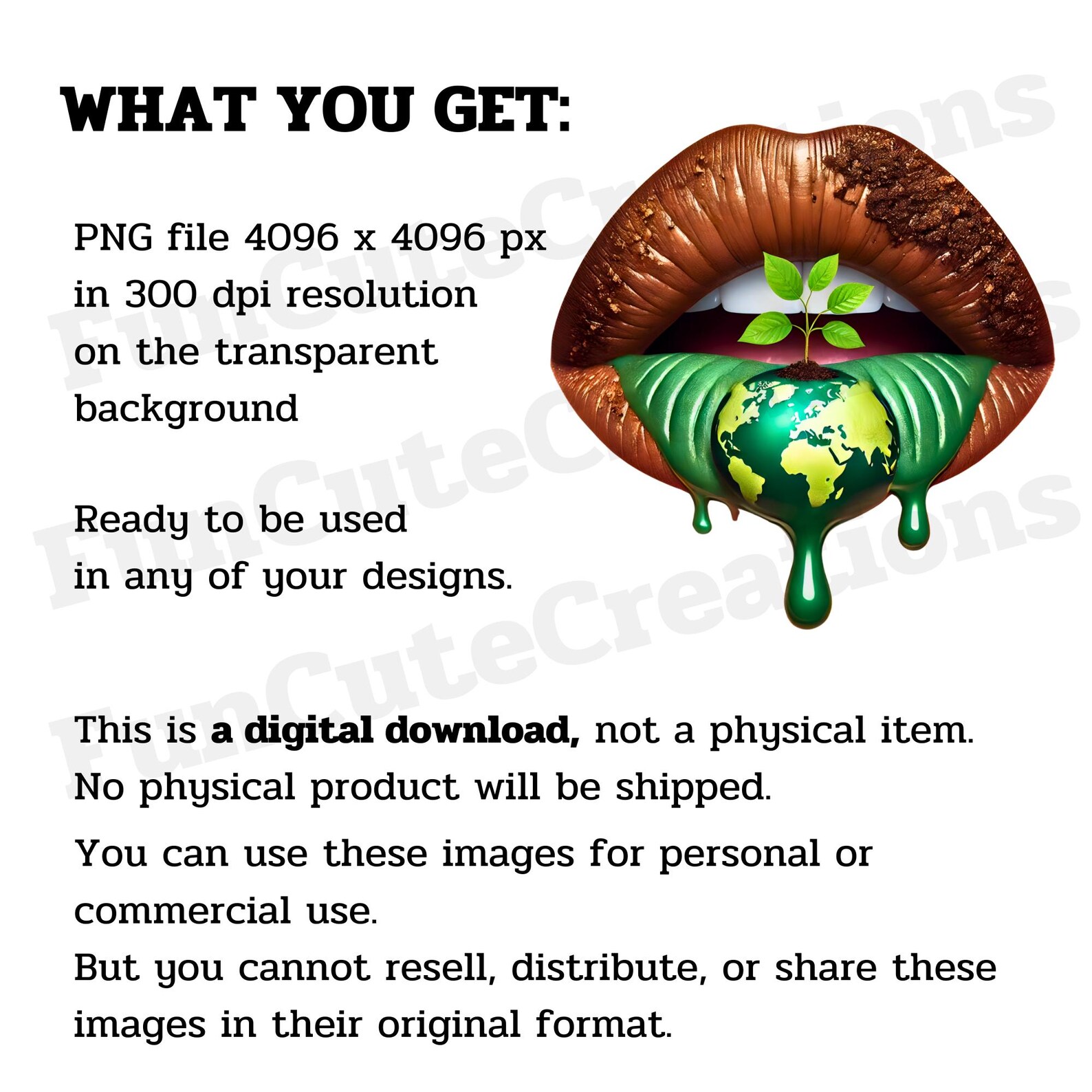Earth Day Dripping Lips PNG, Eco-friendly Lips PNG, Save the Planet ...