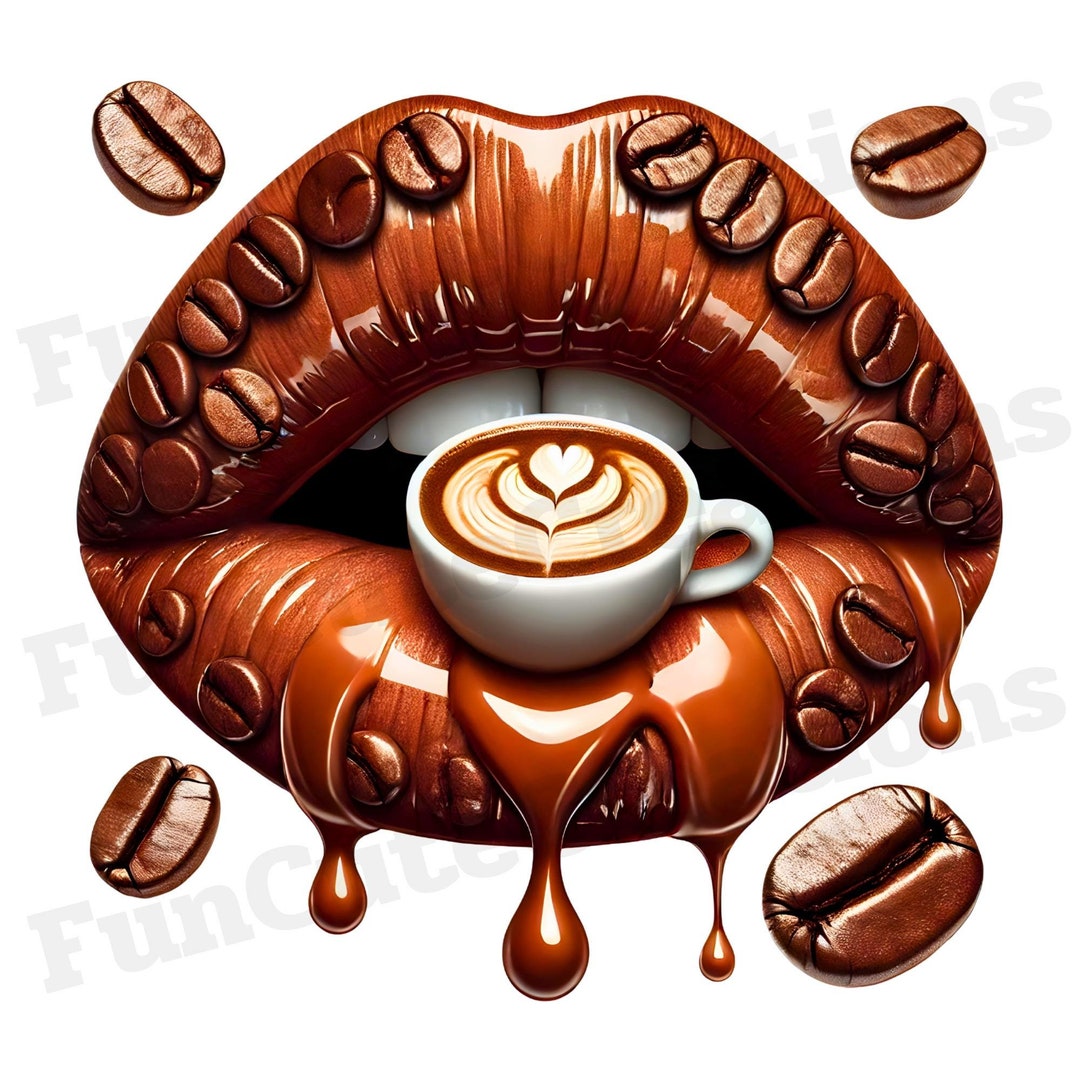 Dripping Lips With Coffee PNG, Coffee Lips Clipart, Coffee Bean Lips ...