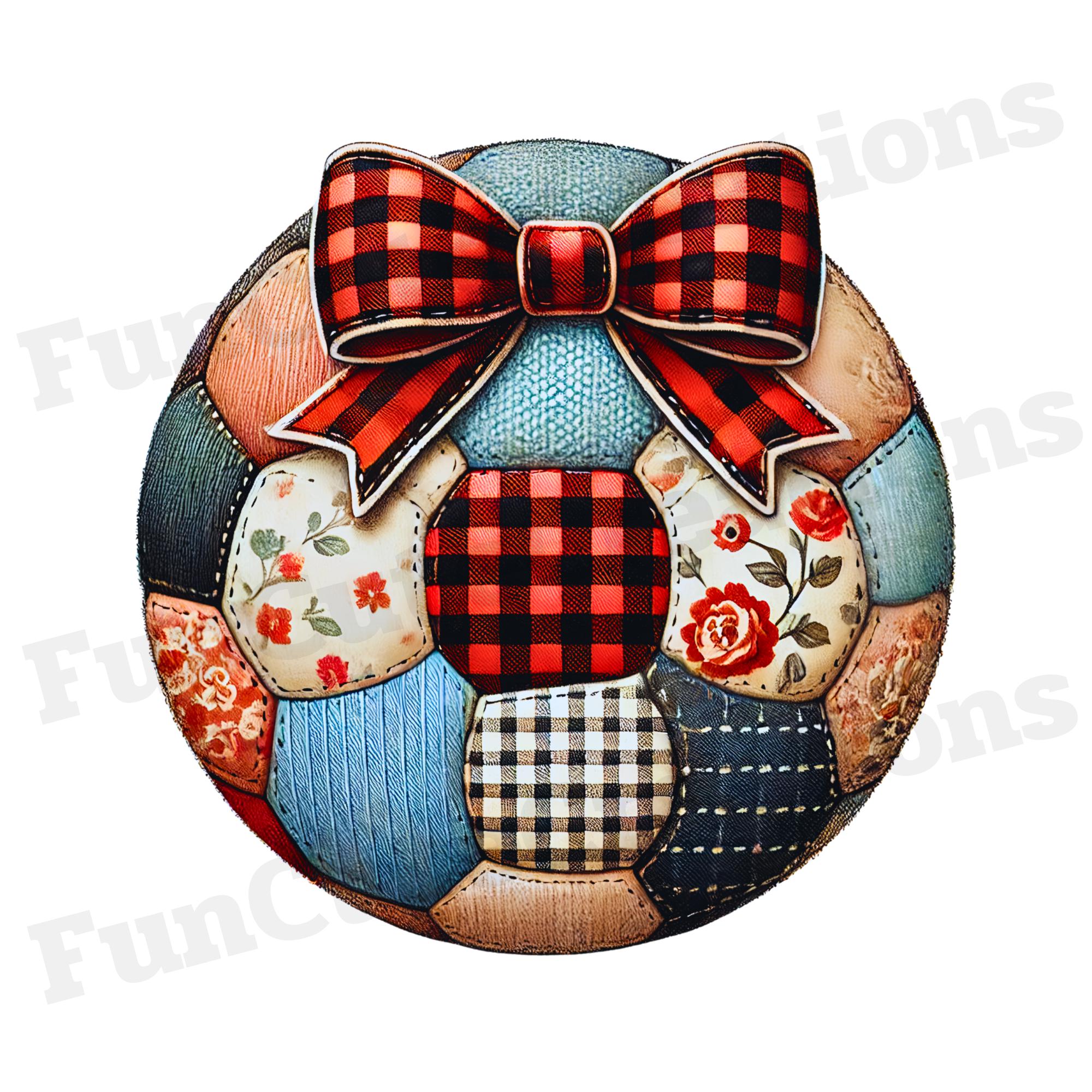 Coquette Soccer Floral Patchwork PNG, Game Day Soccer Clipart, Soccer ...