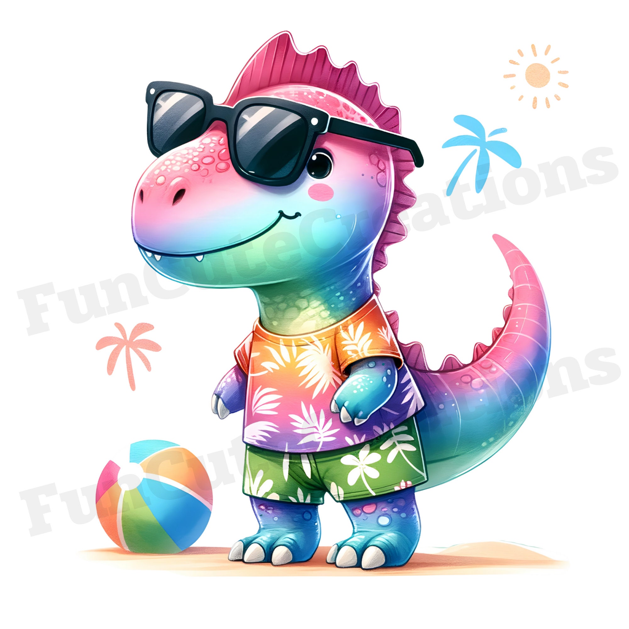 Summer Dinosaur Clipart, Dinosaur PNG, Beach Dinosaur, Dinosaur Lover ...