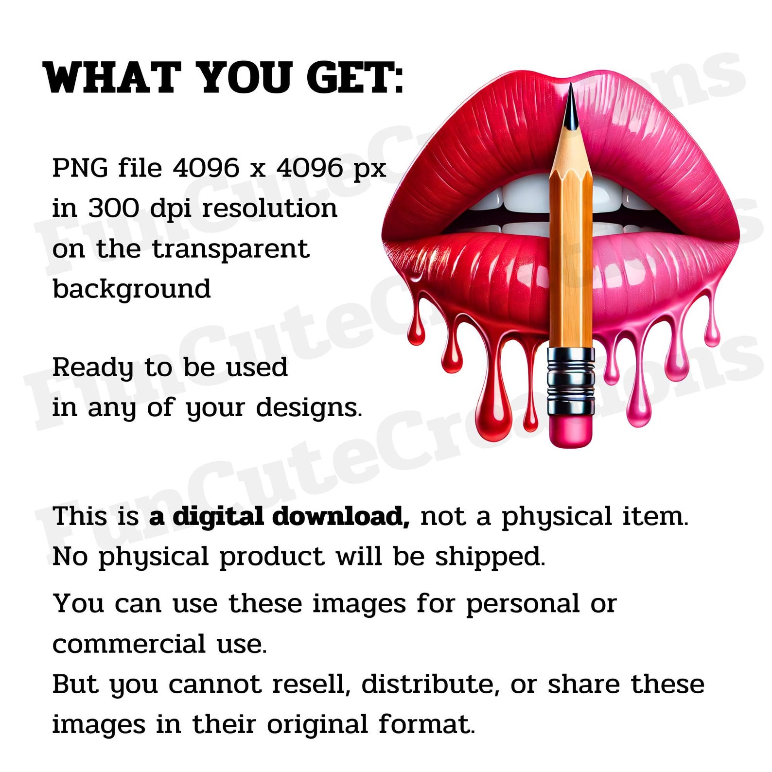 Pink Dripping Lips With Pencil PNG, Glossy Lips Clipart, Teacher Lips ...