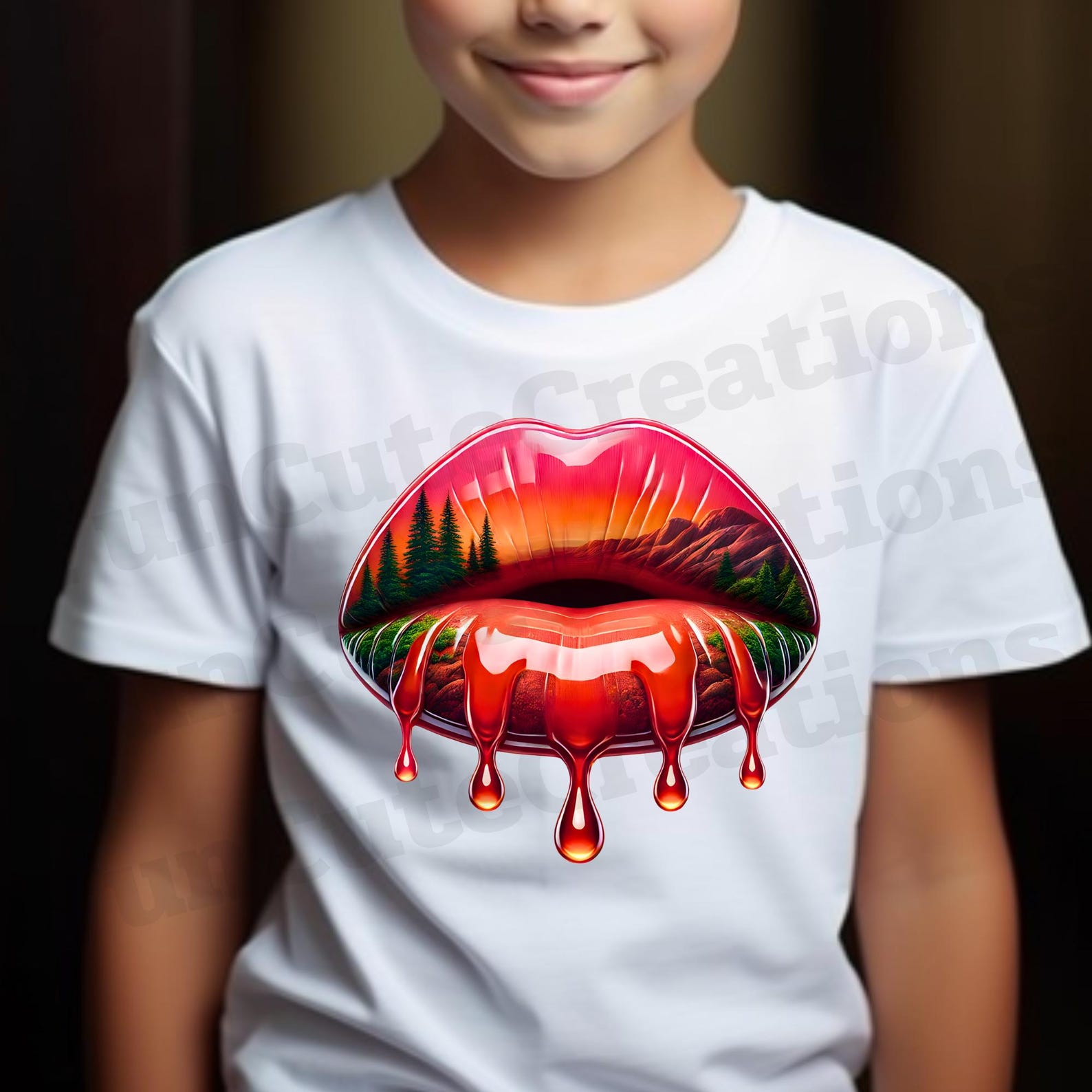 Dripping Lips With Forest View PNG, Forest Lips Clipart, Nature Lips ...
