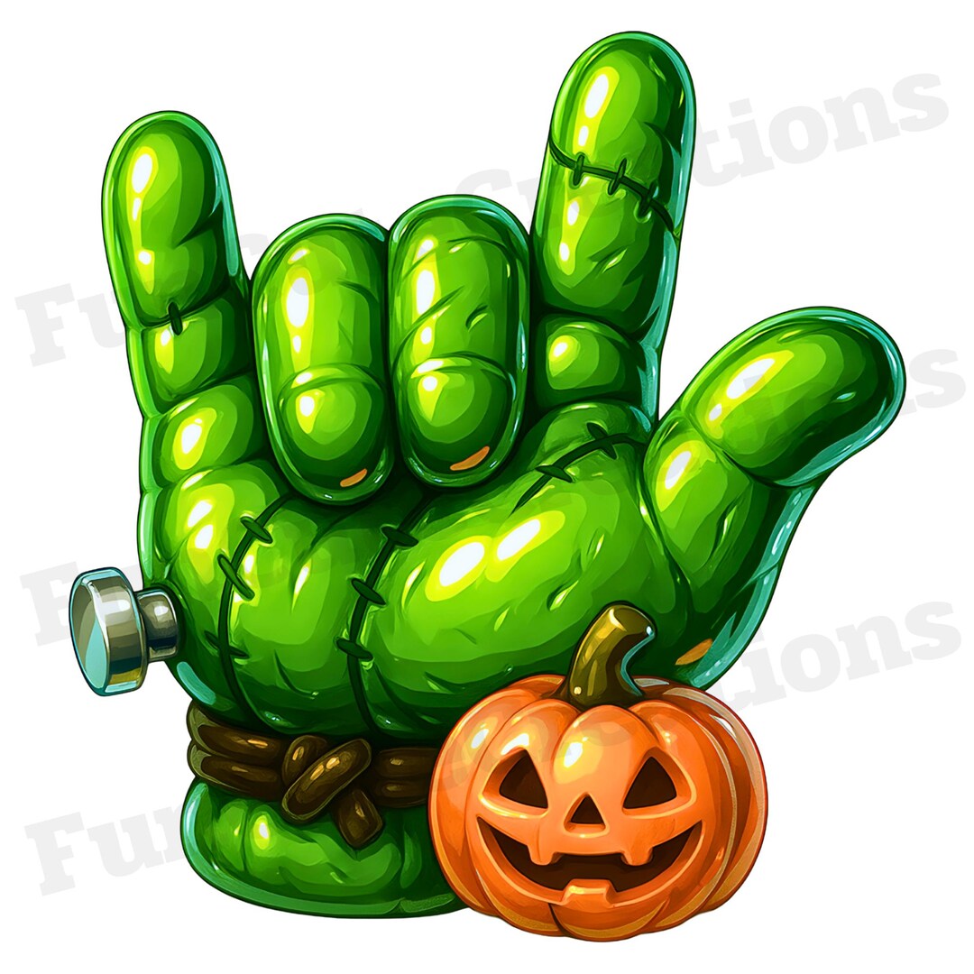 Halloween Frankenstein Hand Glove I Love You ASL PNG, Monster Sign ...