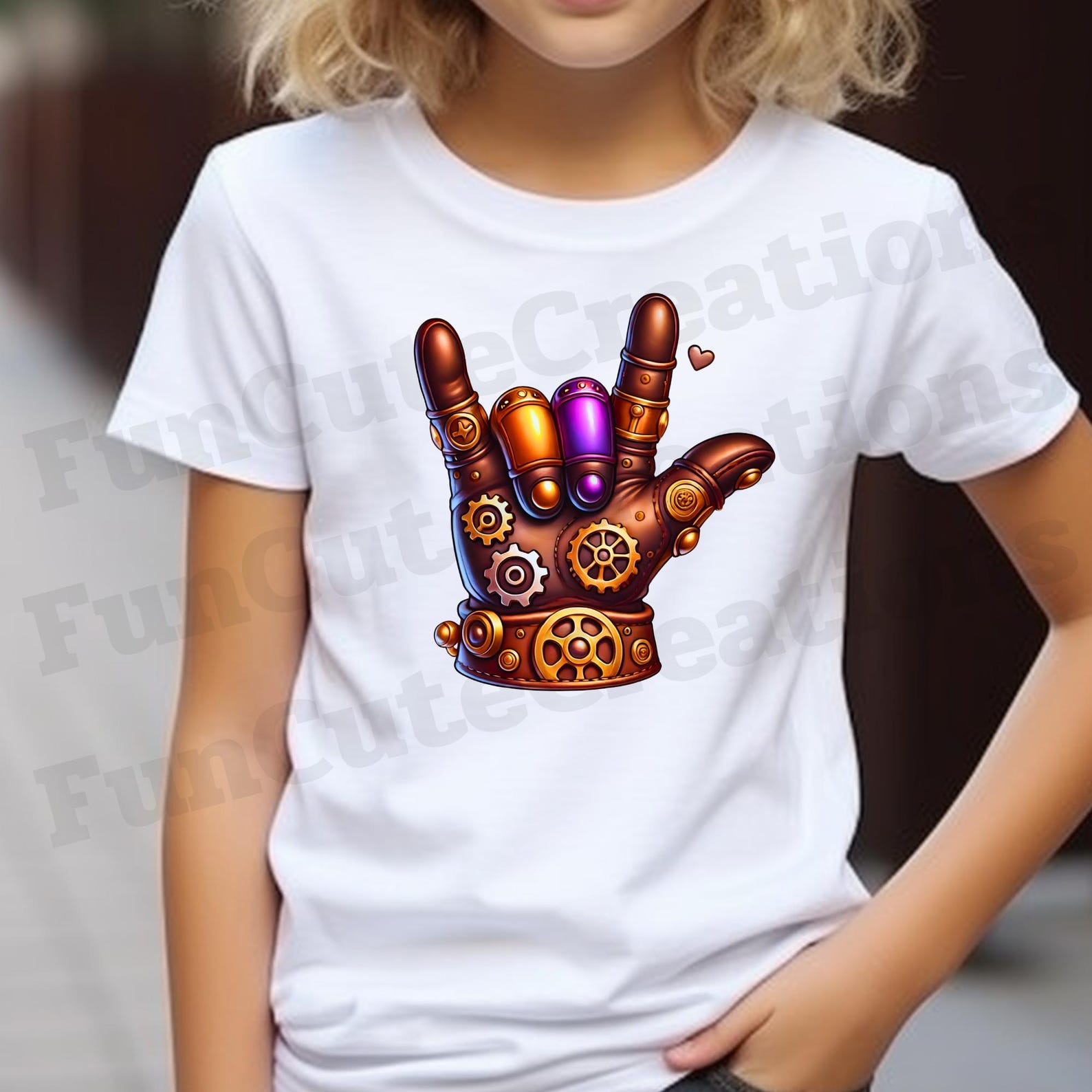 Steampunk Hand Glove I Love You ASL PNG, Gears and Metal Hand Sign ...