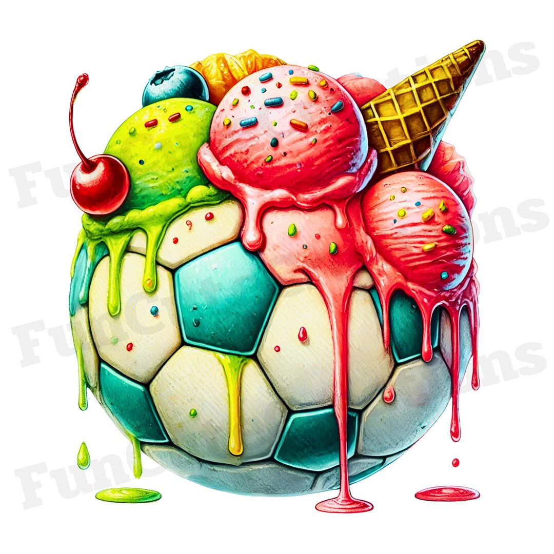 Soccer Ice Cream Drip PNG, Soccer Ball Ice Cream, Game Day Soccer ...