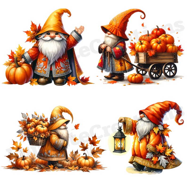 Fall Gnome Clipart, Autumn Gnome PNG, Seasonal Gnome Art, Thanksgiving ...