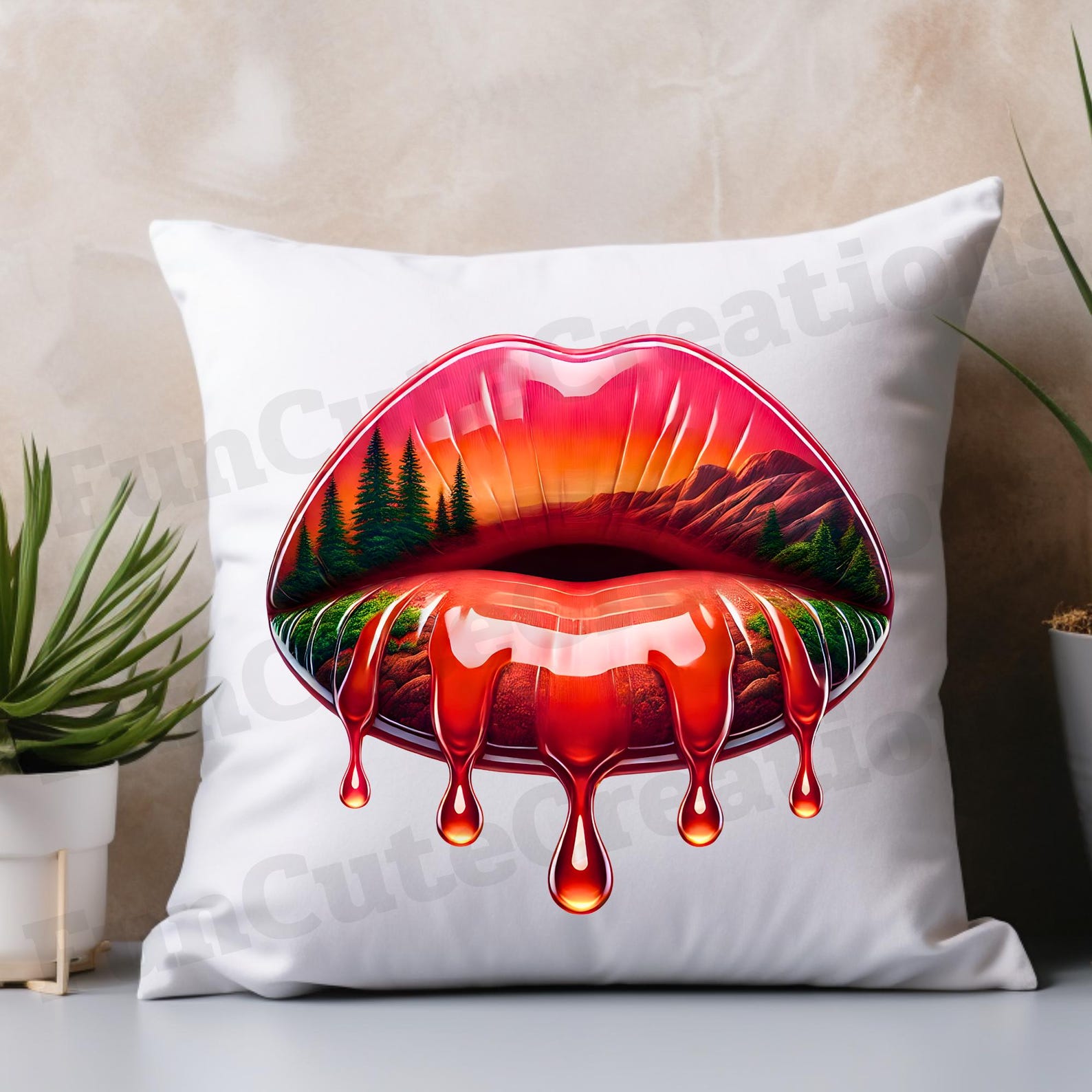 Dripping Lips With Forest View PNG, Forest Lips Clipart, Nature Lips ...