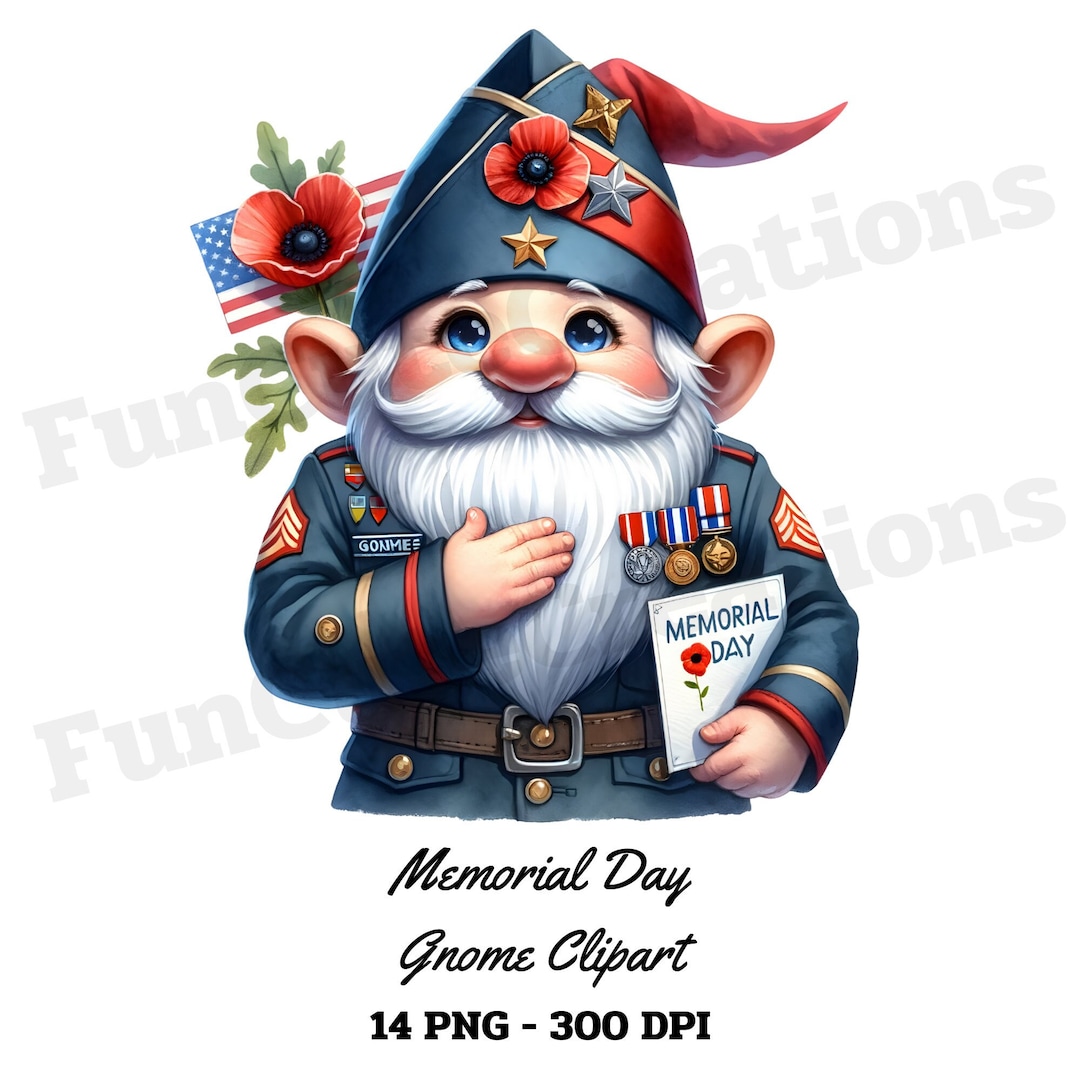 Memorial Day Gnomes Clipart, 4th of July Gnome Clipart, Patriotic Gnome ...