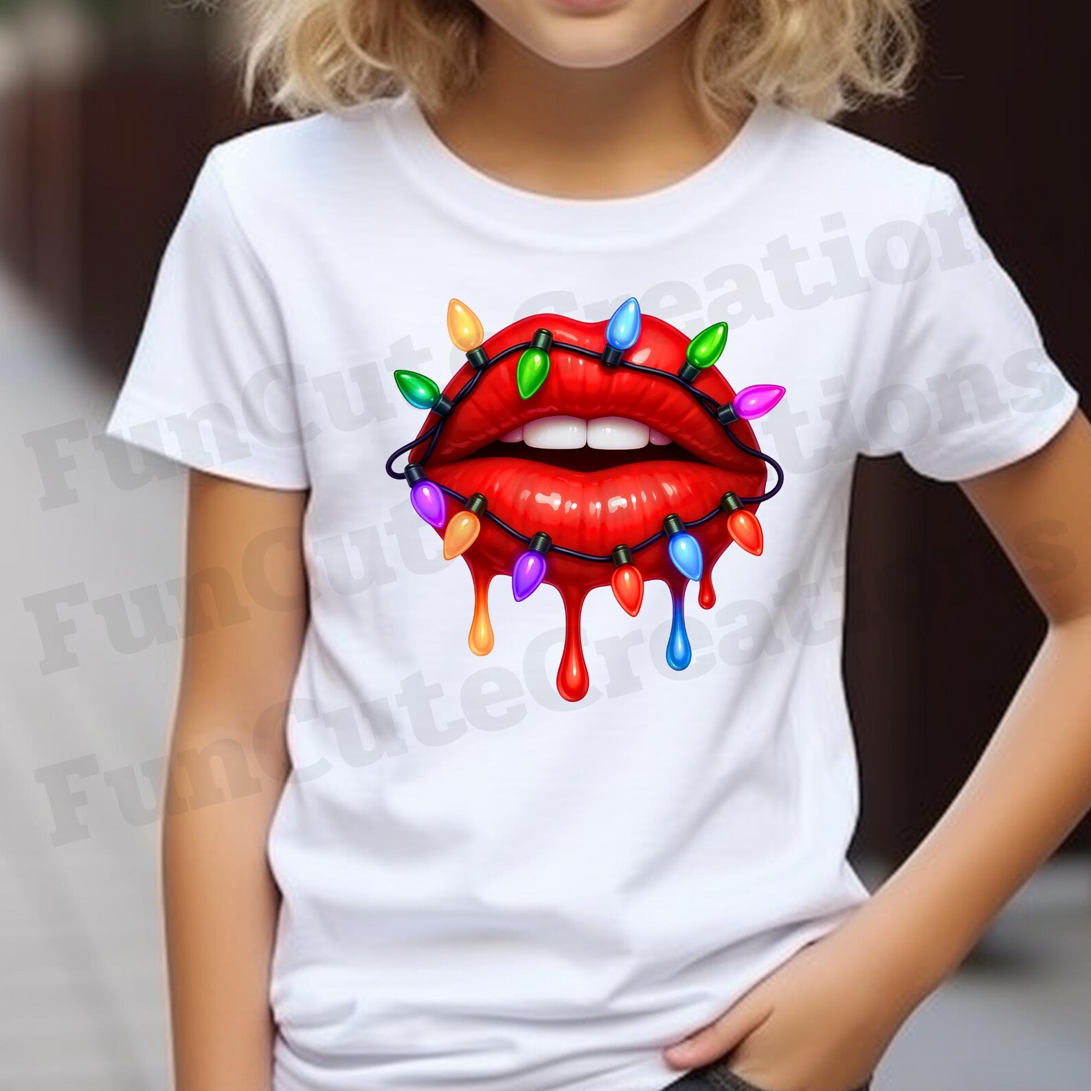 Christmas Lights Dripping Lips PNG, Holiday Glam Lips PNG, Bright ...