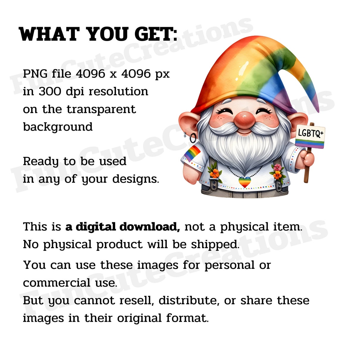 LGBTQ Pride Gnome Watercolor Clipart, Rainbow Gnome Clipart, Pride ...