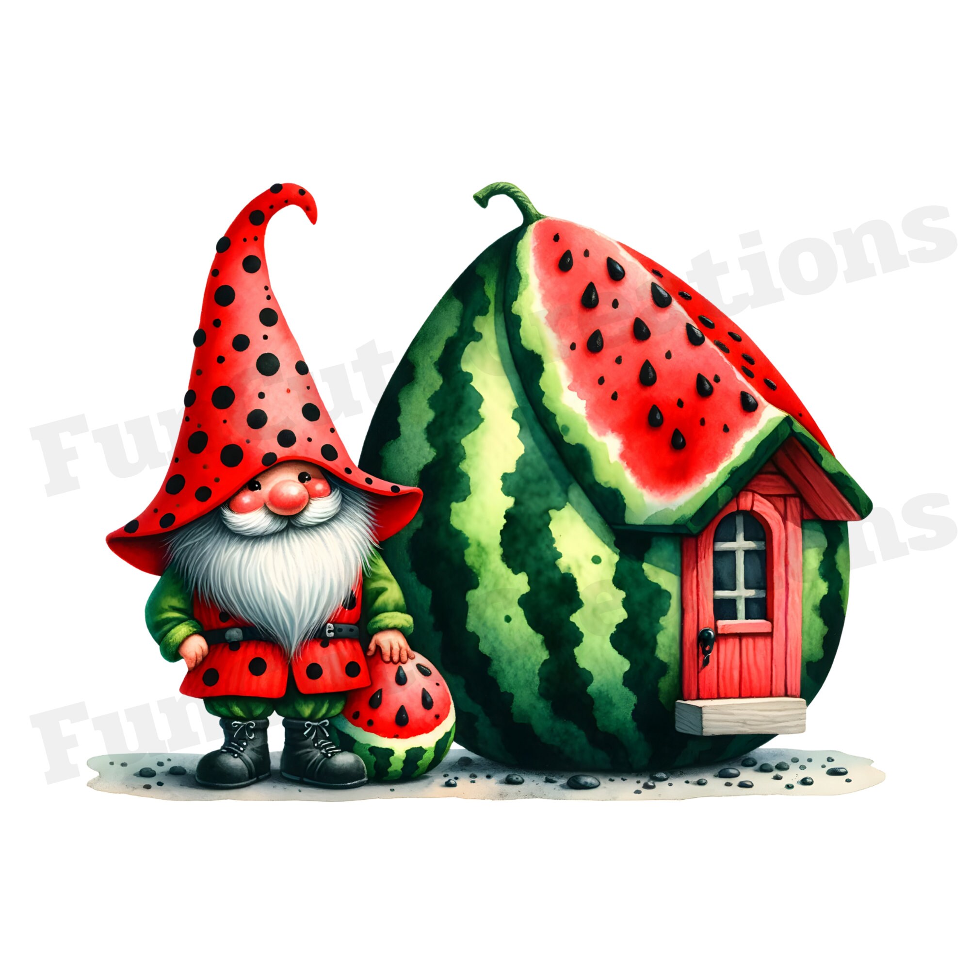 Watermelon Gnome Clipart, Watermelon Clipart, Gnome Summer Clipart ...